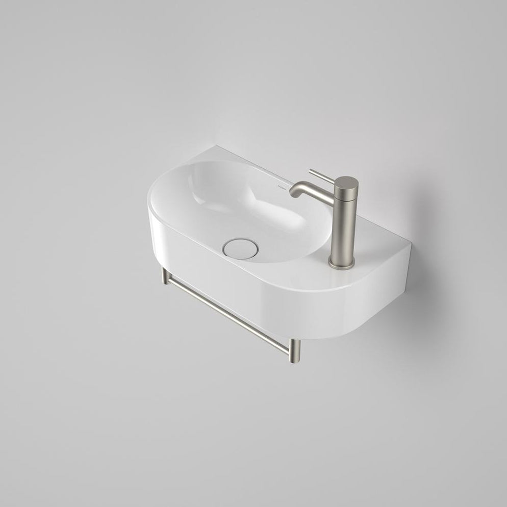 Caroma Liano II Hand Wall Basin Integrated Towel Rail - Brushed Nickel ...