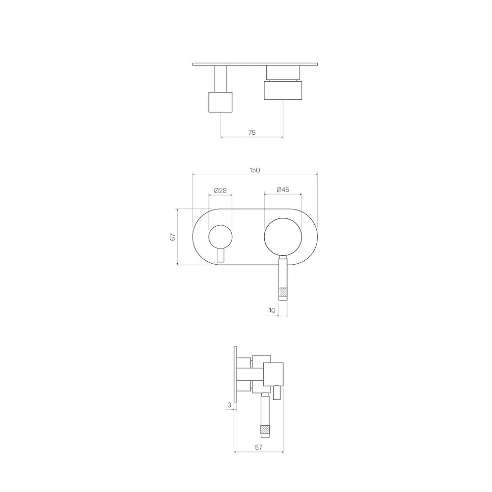 Parisi Tondo II Wall Mixer with 2-Way Diverter - Brushed Brass — Blue ...