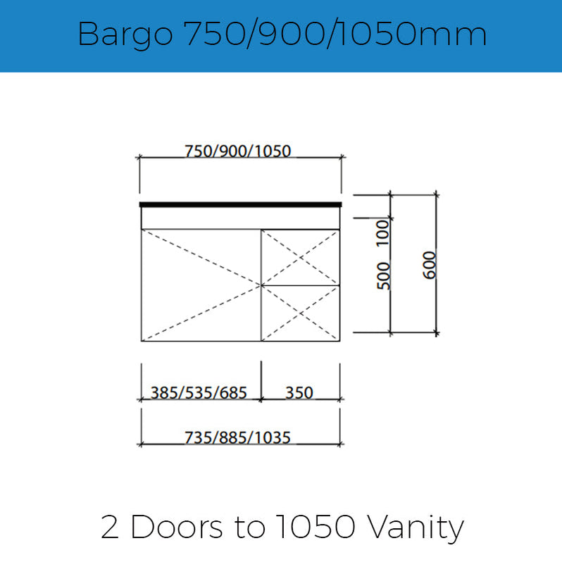Timberline Bargo Wall Hung Vanity - Slab Top